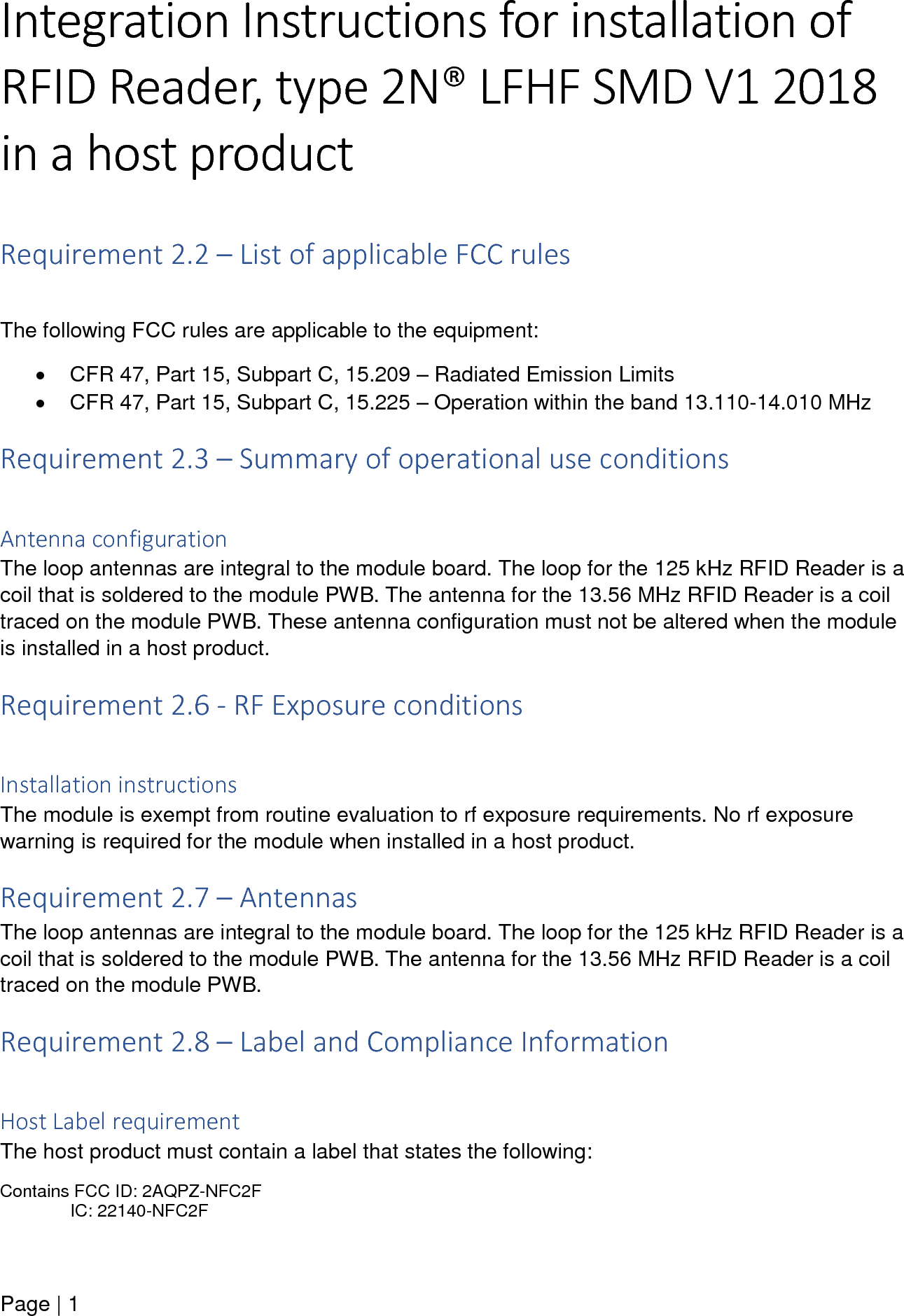 2N Telekomunikace NFC2F MODULAR TRANSCEIVER User Manual