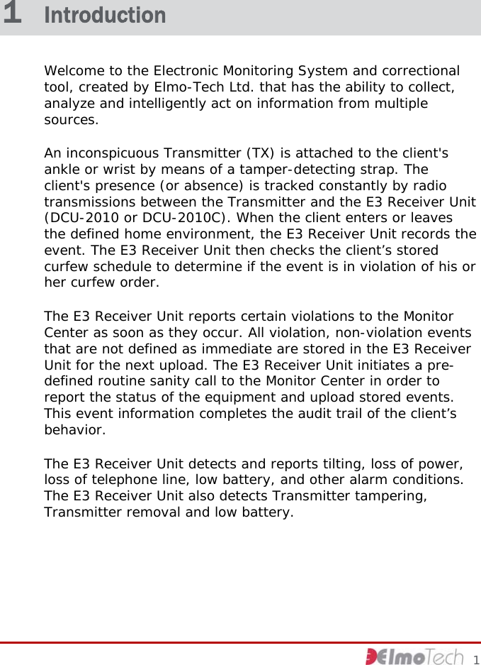 3M Electronic Monitoring DCU-2010-2 Data Collection Unit User Manual E3 ...