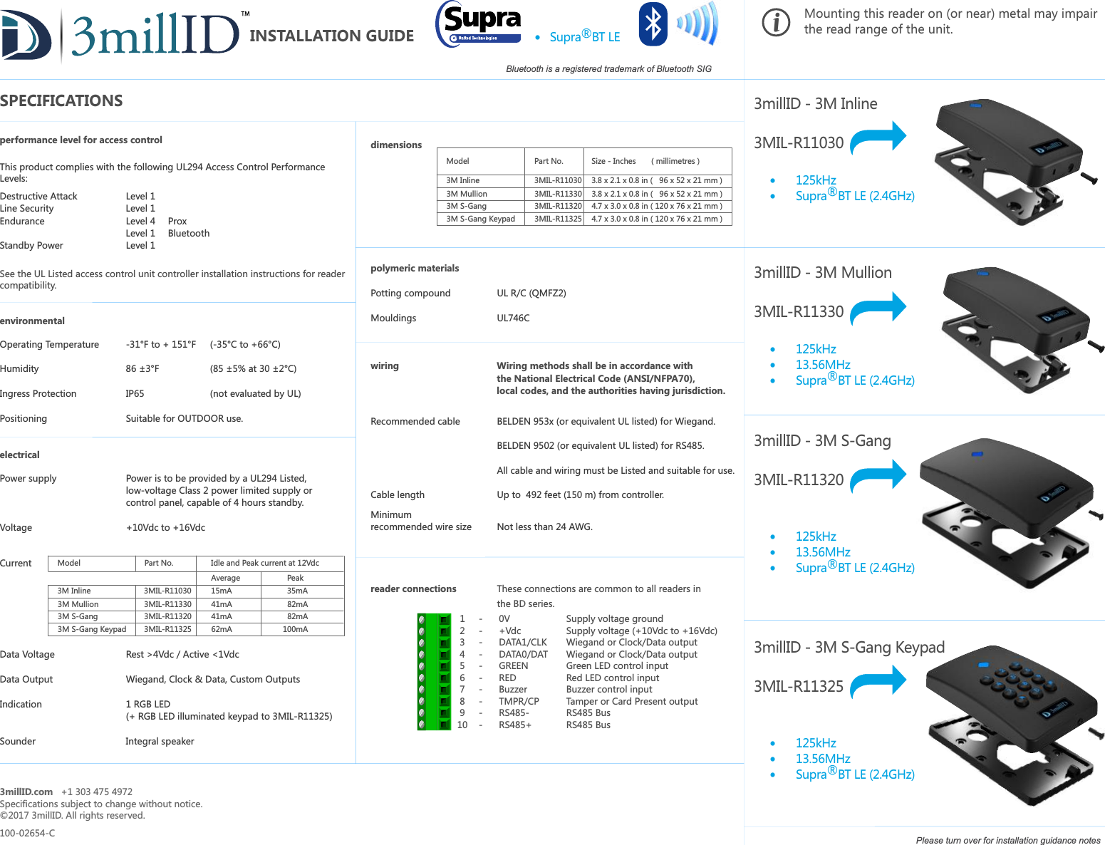 3milliD AV00 Access Control Reader User Manual Installation guide