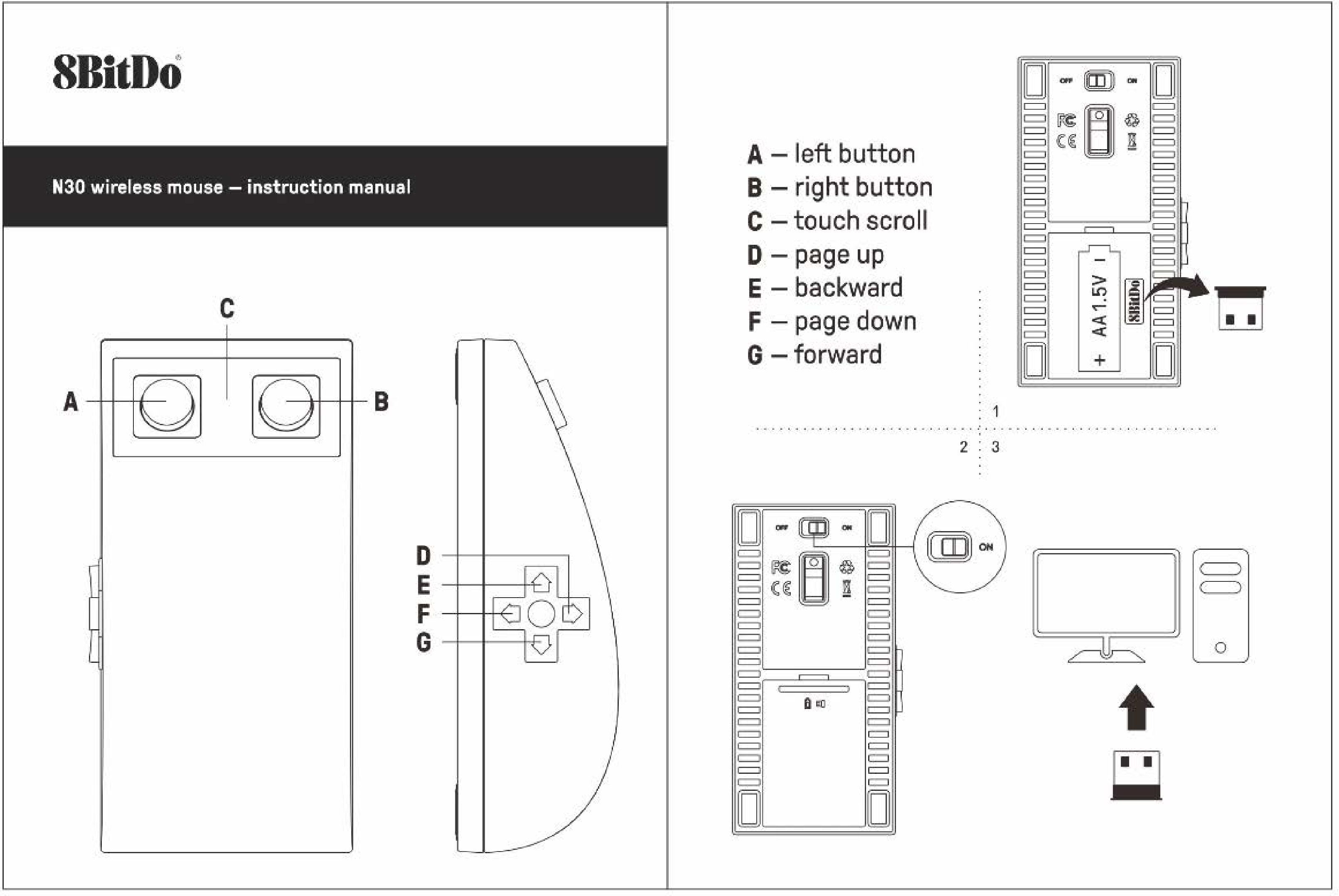 8BITDO TECH N30MOUSE 8BitDo N30 wireless mouse User Manual