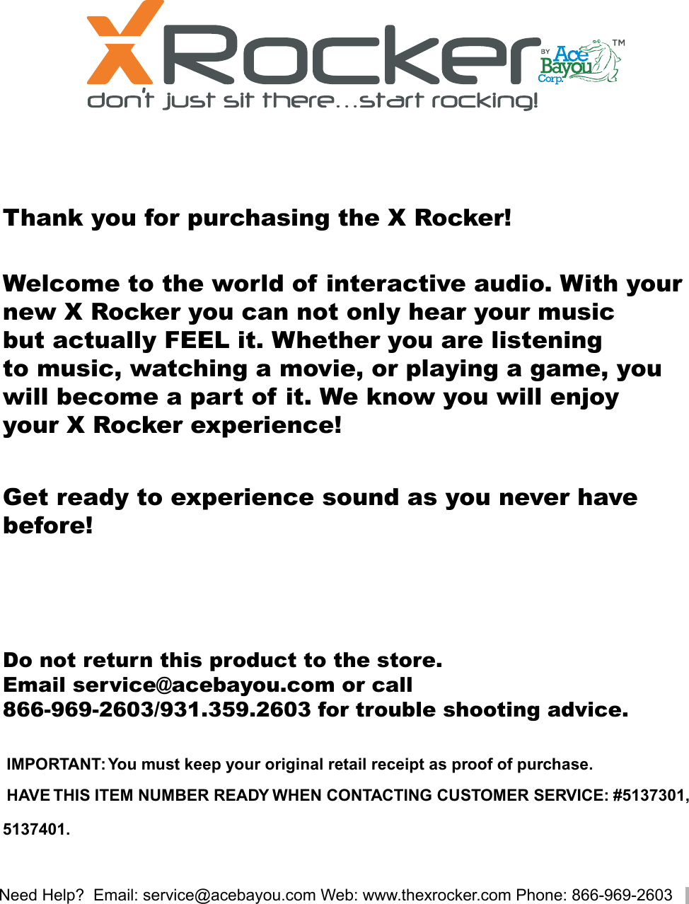 ACE BAYOU BT21A X ROCKER CHAIR User Manual Print