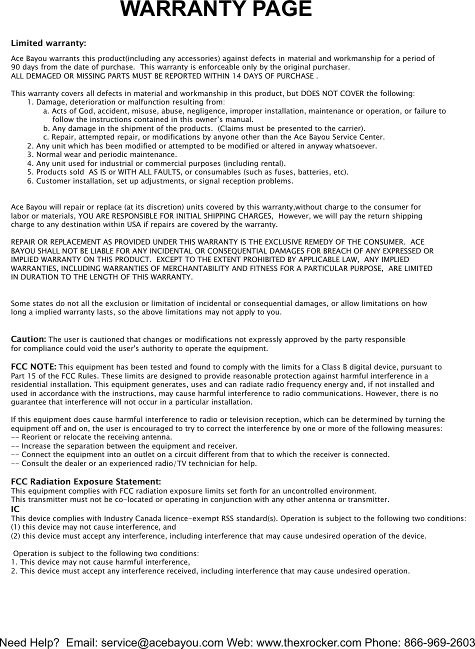 ACE BAYOU BT21A X ROCKER CHAIR User Manual Print