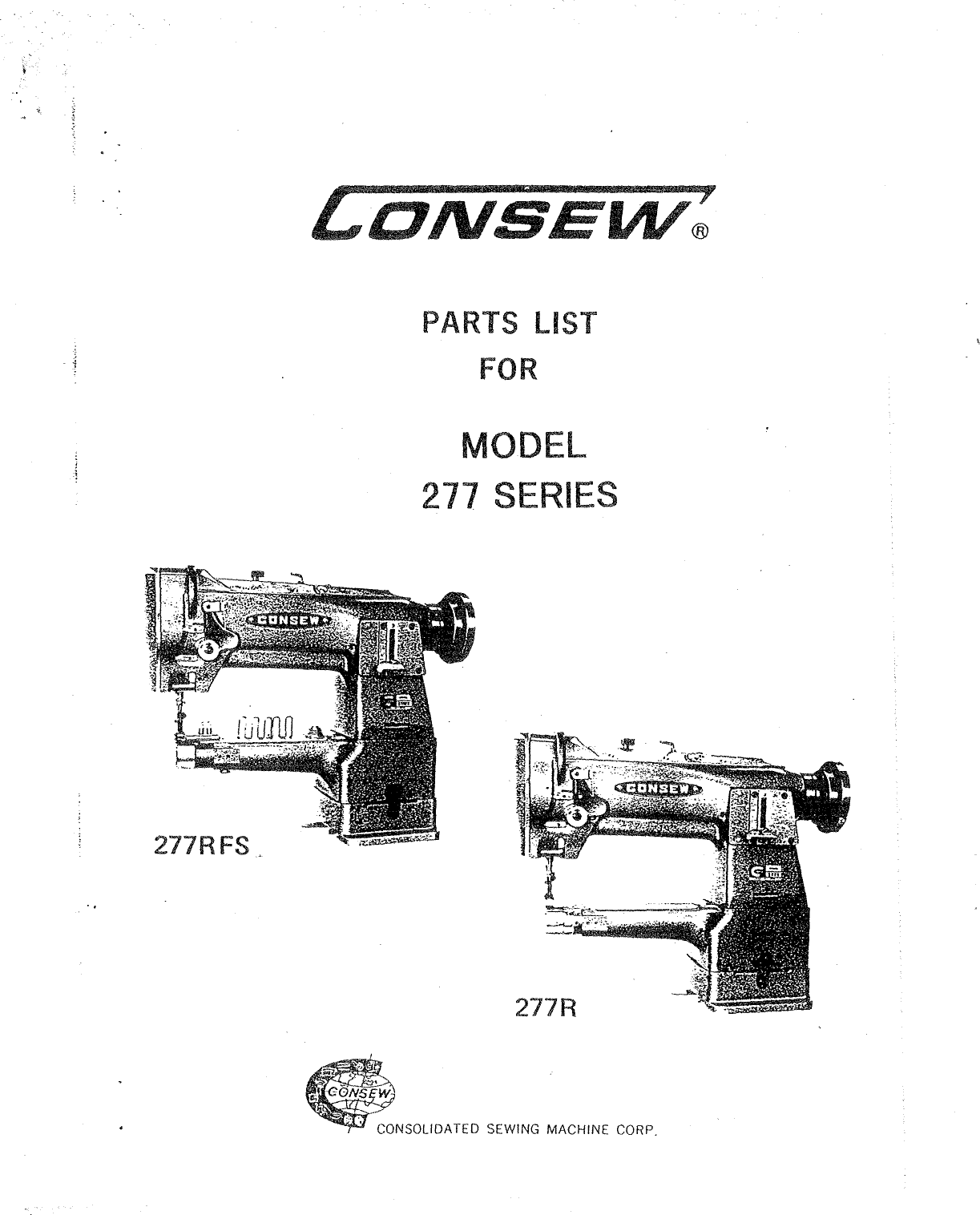 ACE&EASTMAN Consew 277R Parts Book User Manual