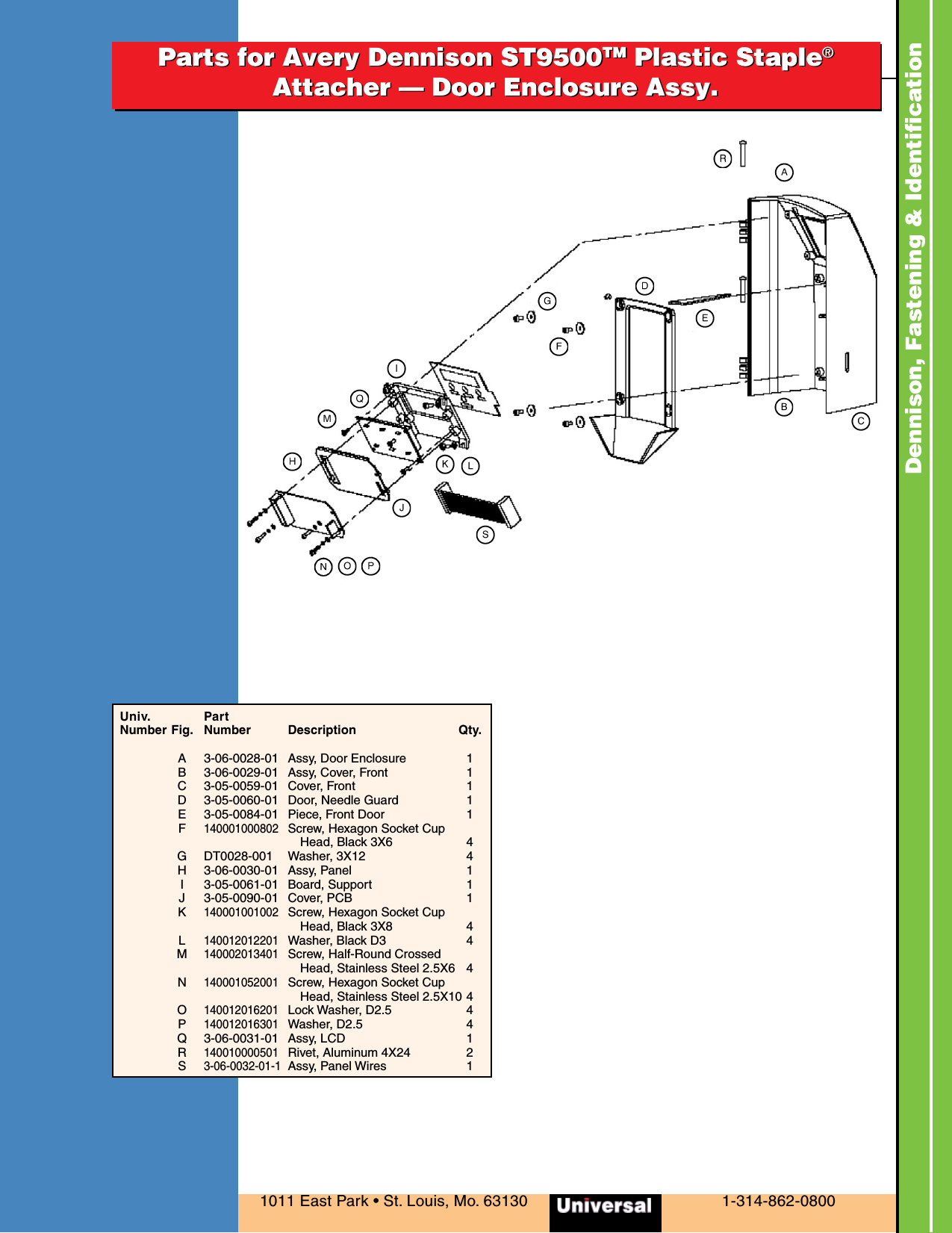 St9500whole DENNISON ST 9500 Parts List