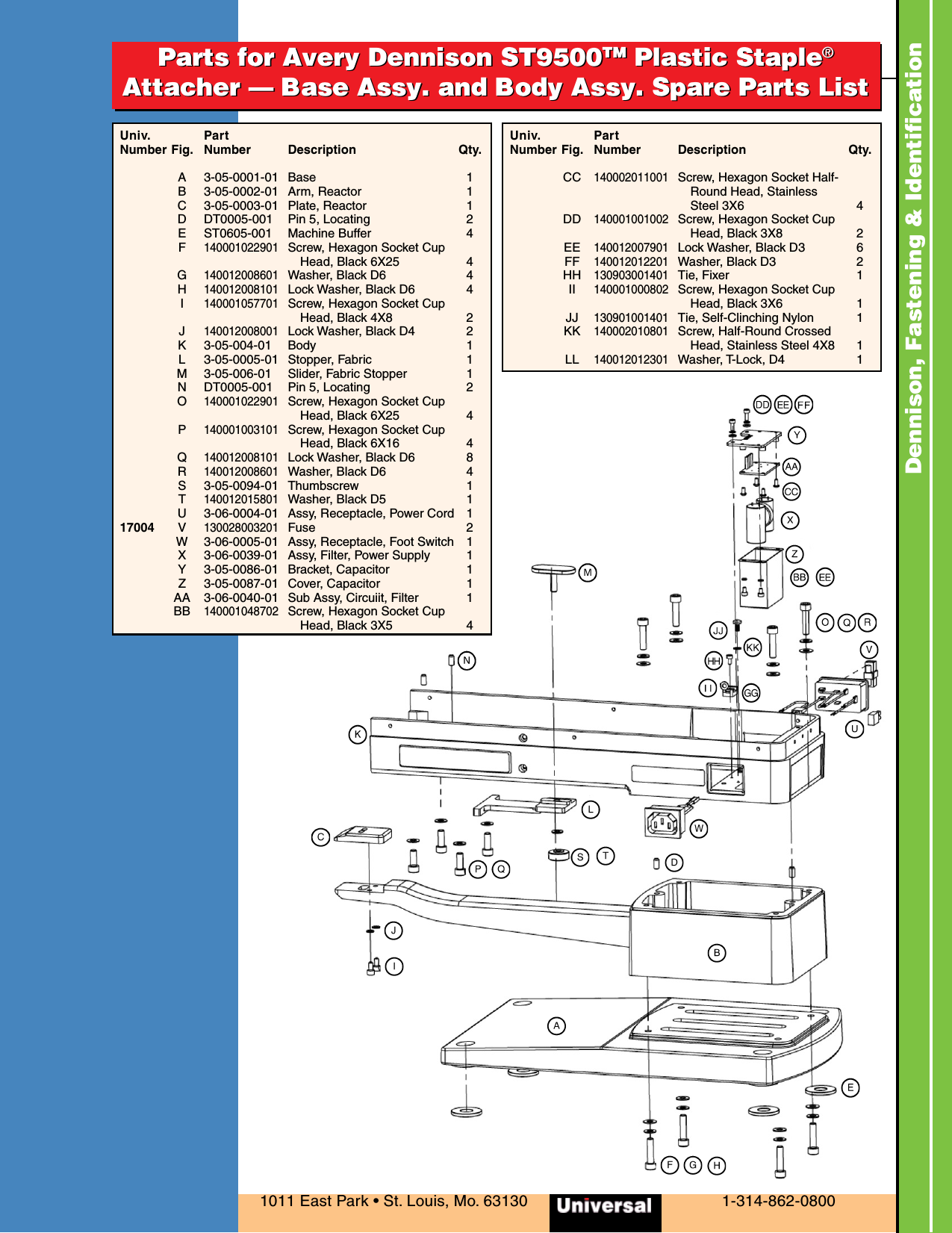 St9500whole DENNISON ST 9500 Parts List