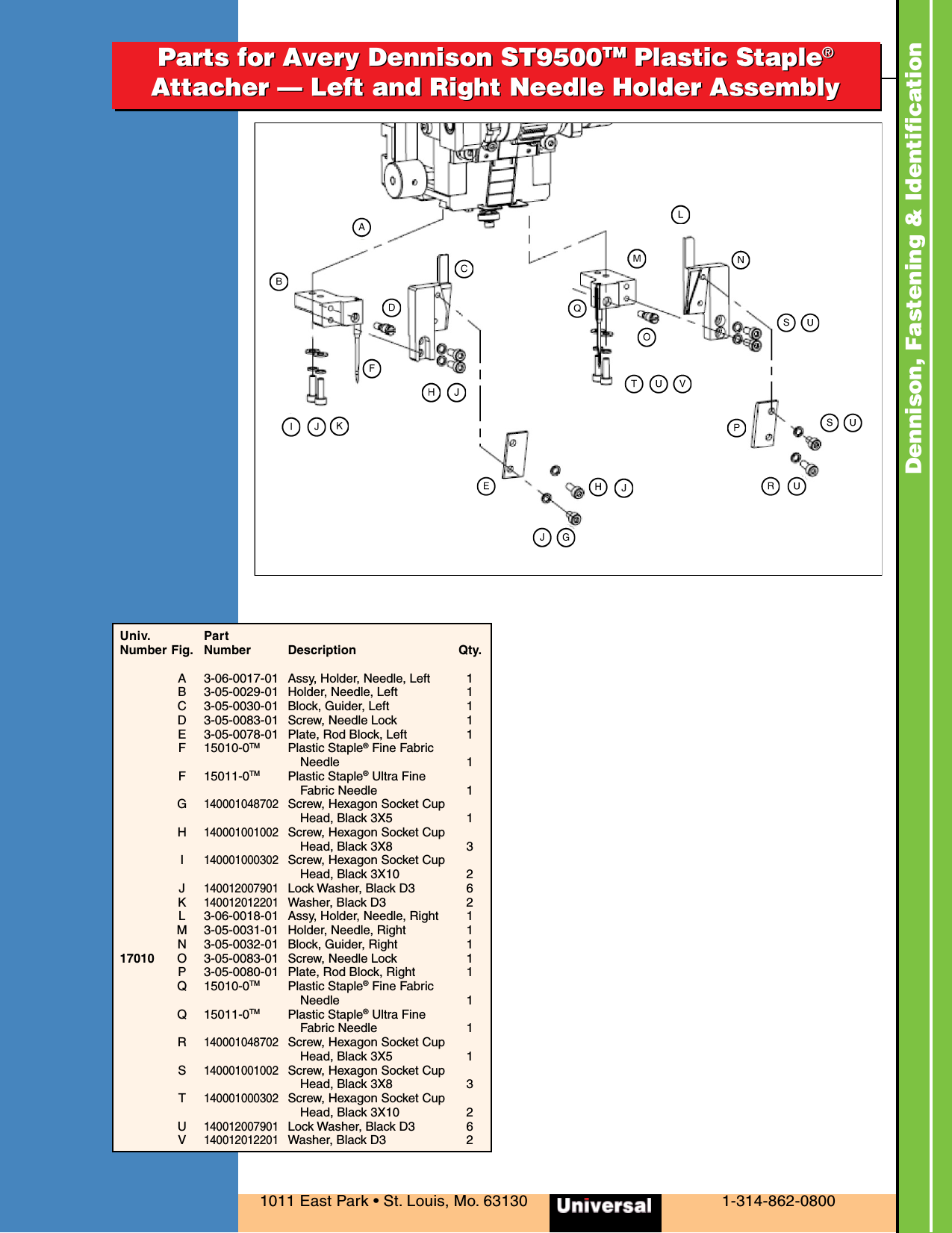 St9500whole DENNISON ST 9500 Parts List