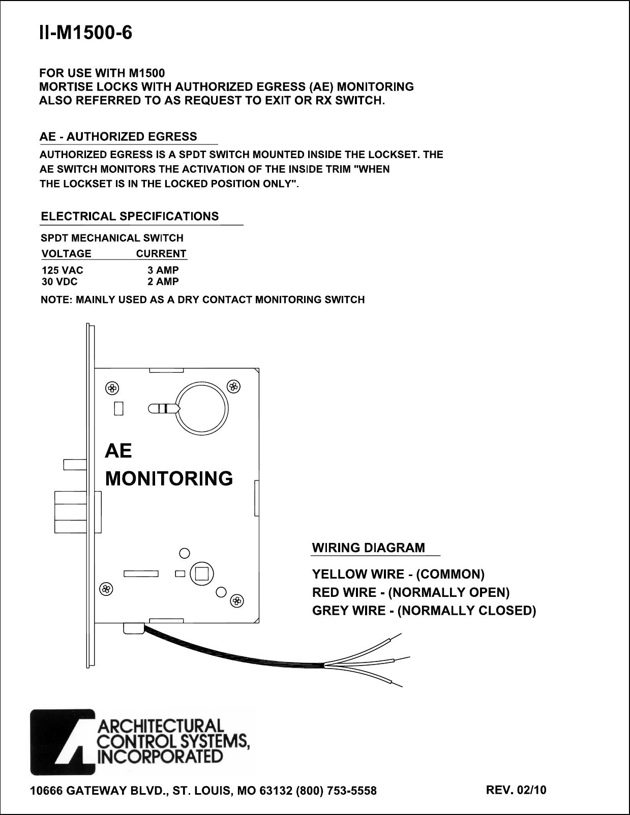 ACSI II M1500 6 LOCKMOD INSTALLATION INSTRUCTIONS Authorized Egress Or ...