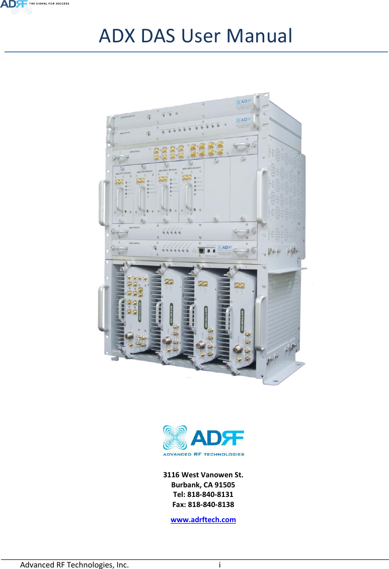 ADRF KOREA ADX-R-SMR DAS (Distributed Antenna System) User Manual ADX DAS