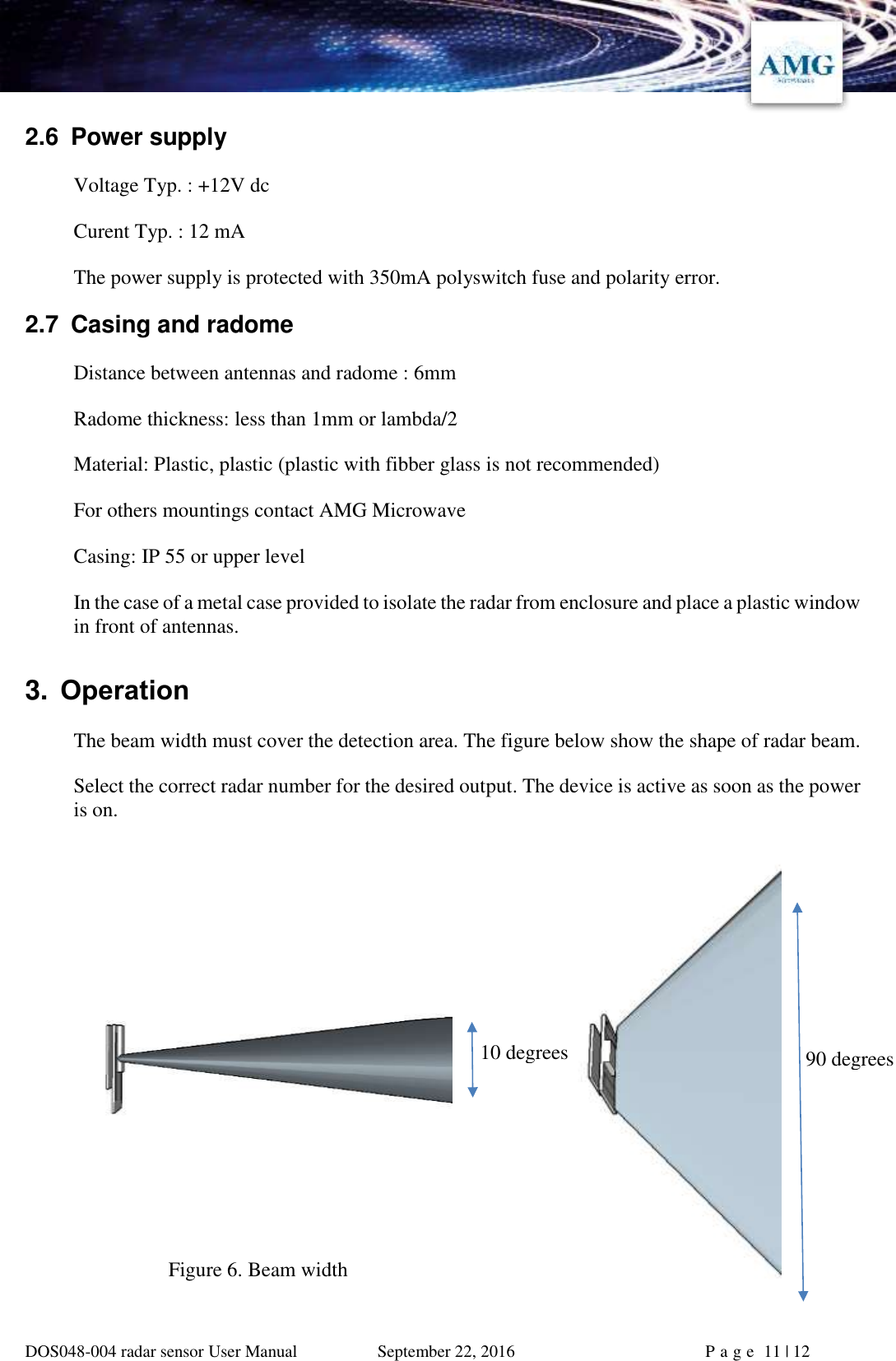 AMG Microwave DOS048004 Microwave Doppler radar sensor User Manual ...
