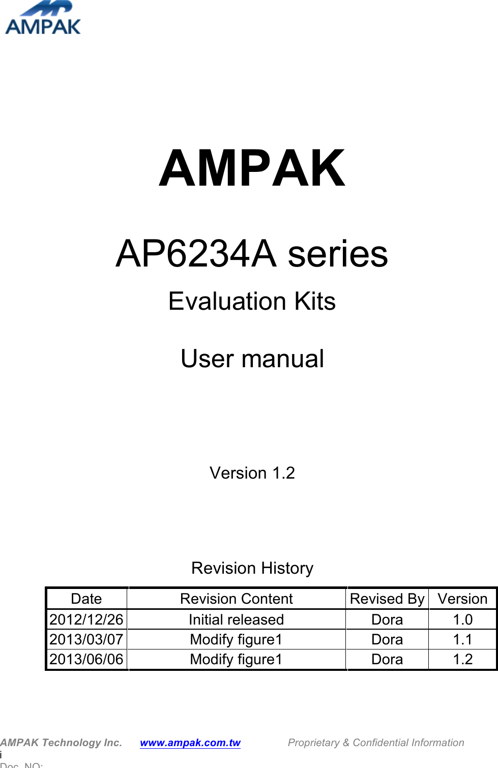 AMPAK Technology AP6234A Wifi Dual Band + BT combo module User Manual