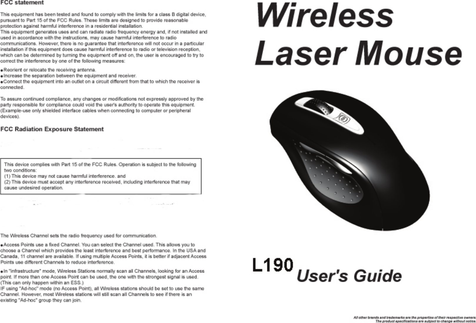 ARESON Technology CL0005 Wireless Mouse User Manual manual part 1