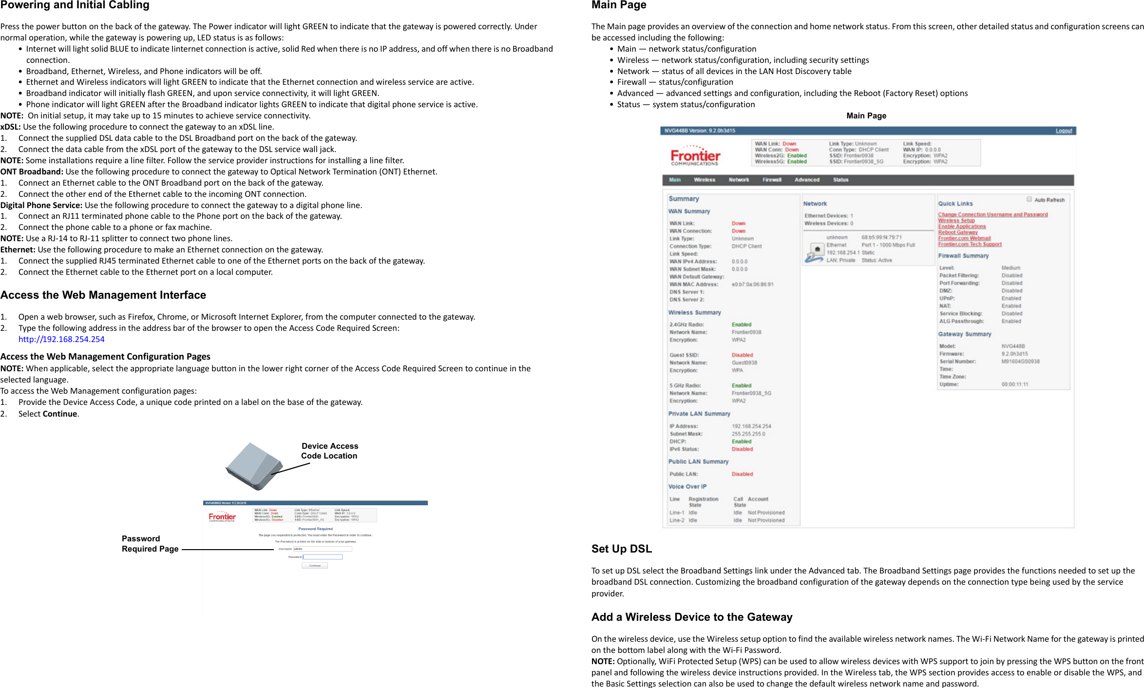 ARRIS NVG4XXQ Ethernet and FTTH Gateway User Manual ARRIS NVG44X Quick Start Guide