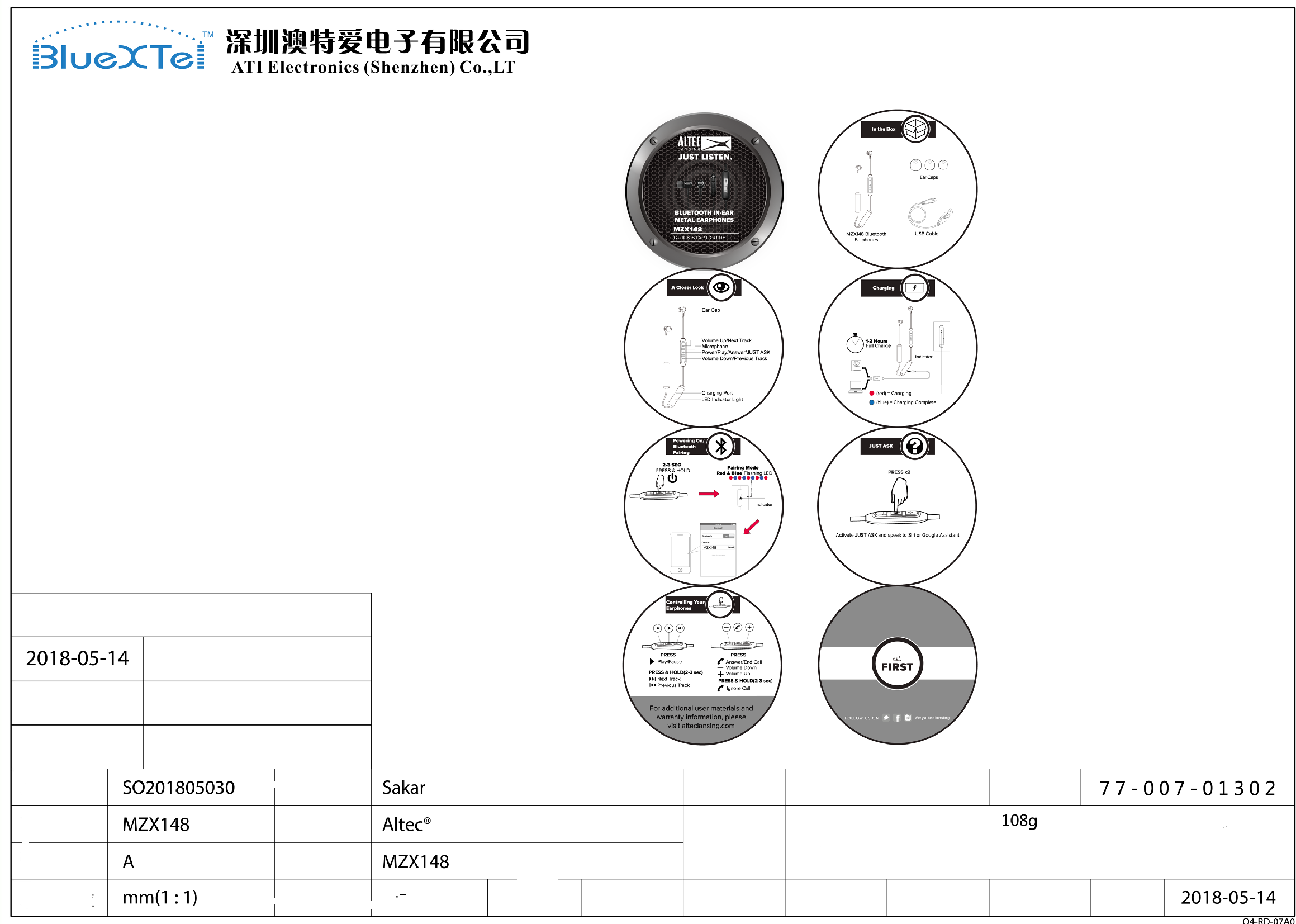 ATI Electronics MZX148 Bluetooth Earphones User Manual C8ABD2B3D5D5C6AC