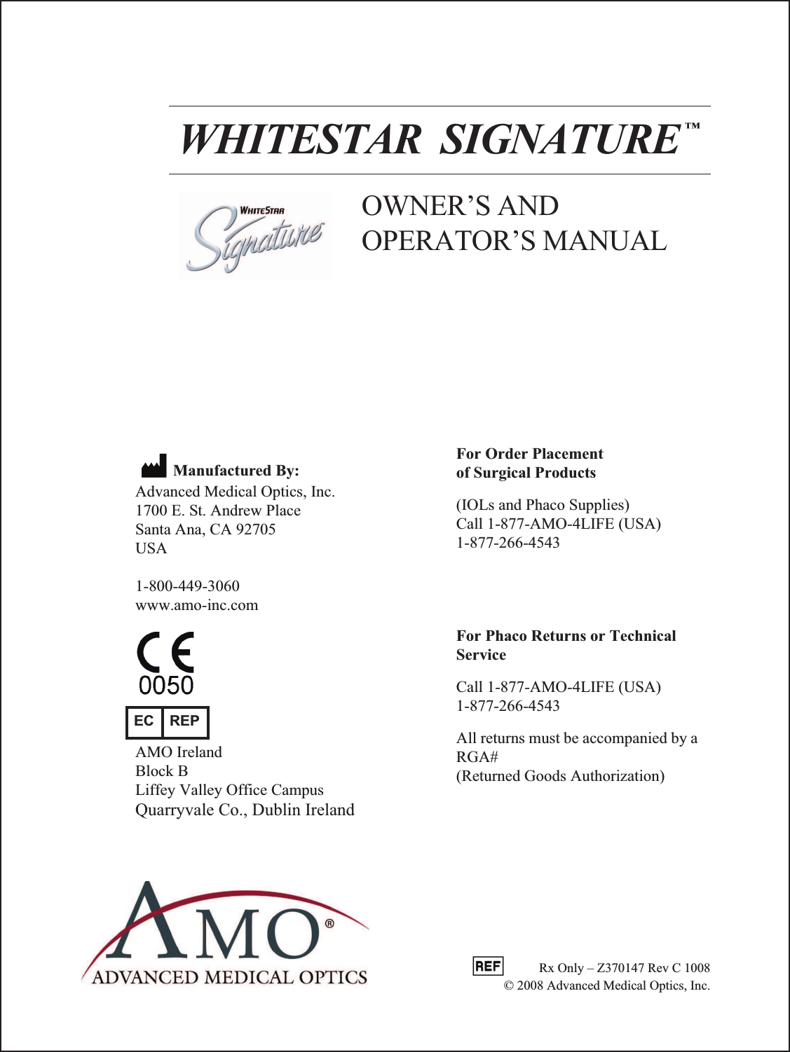 Abbott Medical Optics SIGACPM2 Advanced Control Pedal Master User ...
