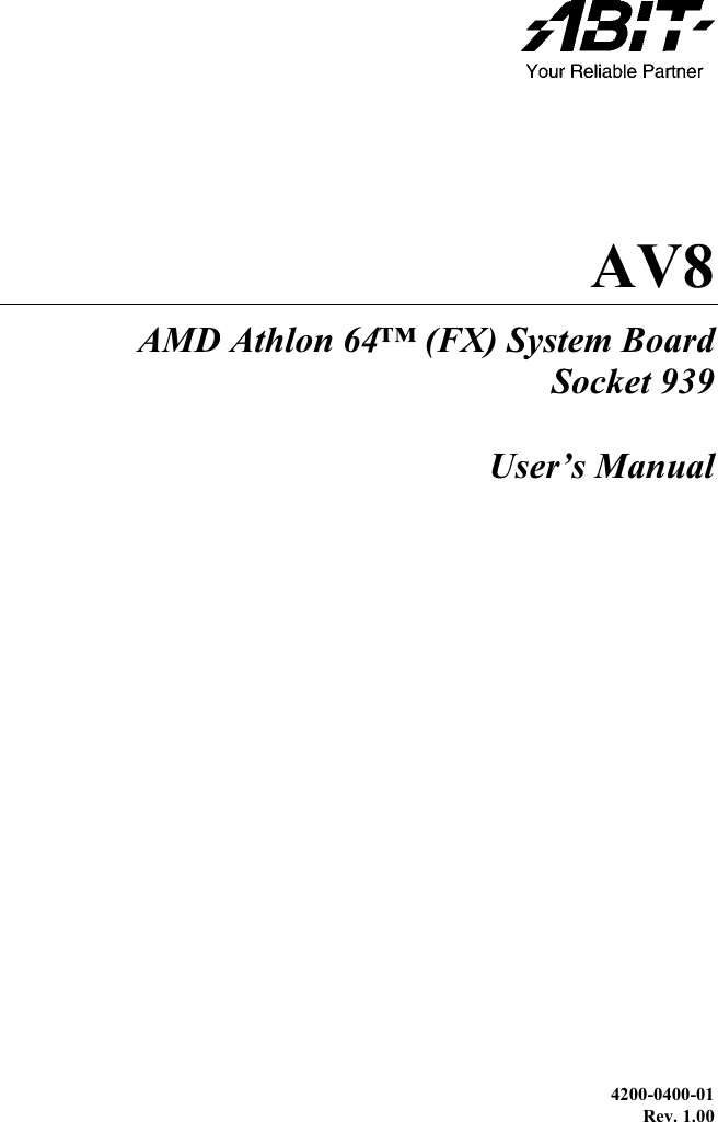 Abit Av8 Users Manual