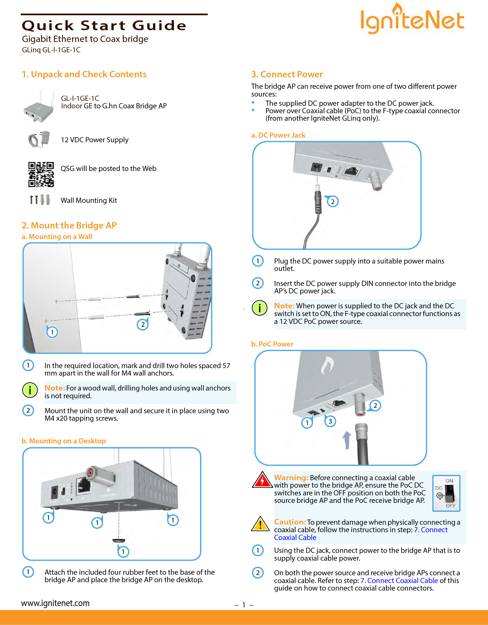 Accton Technology IGN1900 Gigabit Ethernet to Coax bridge User Manual ...