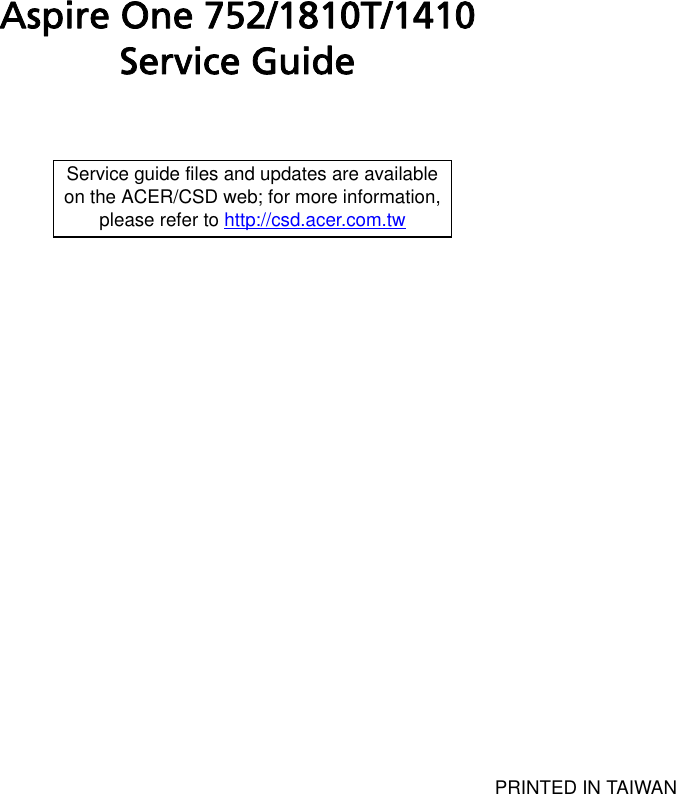 Acer Aspire One 1410 Users Manual JM11_MS Revision