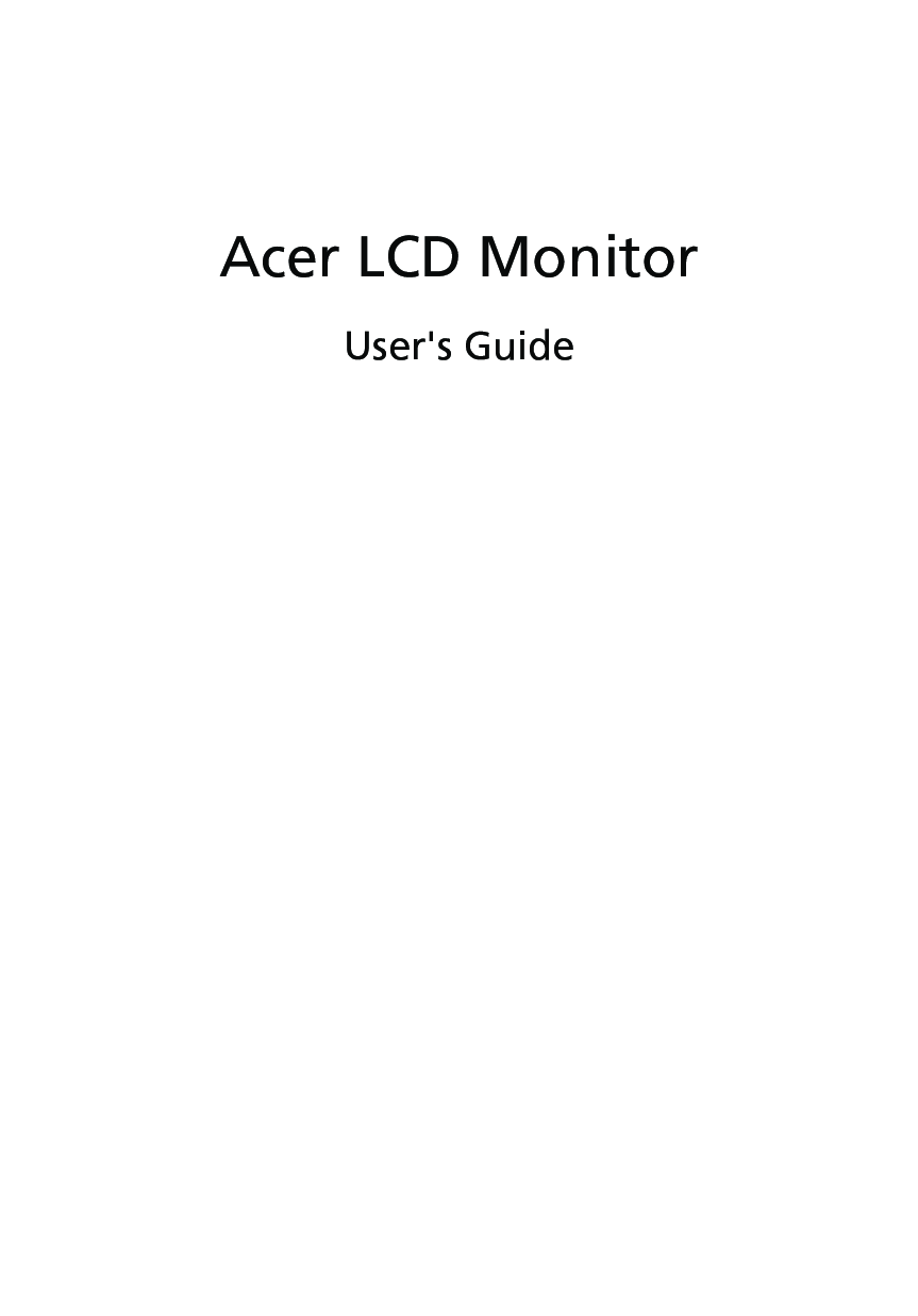 Acer X203H X203HBb Monitor User Guide Manual Operating Instructions To ...