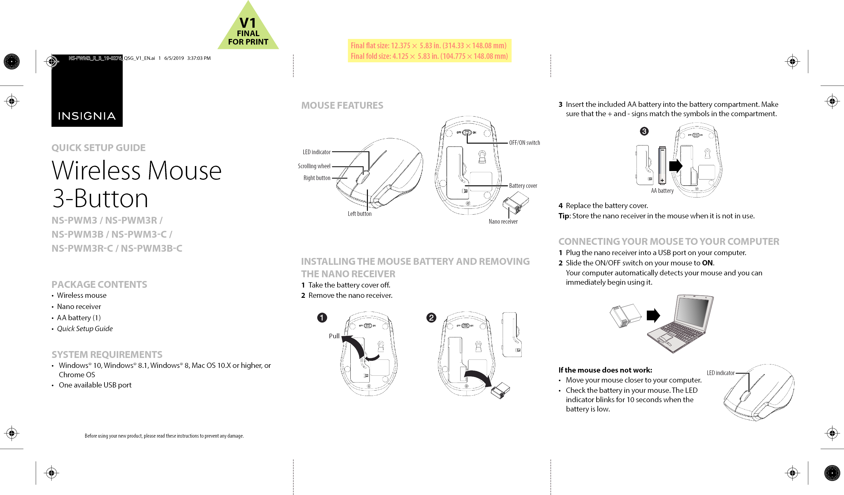 Acrox Technologies MU72 2.4GHz mouse User Manual NS PWM3 R B 19 0276 ...