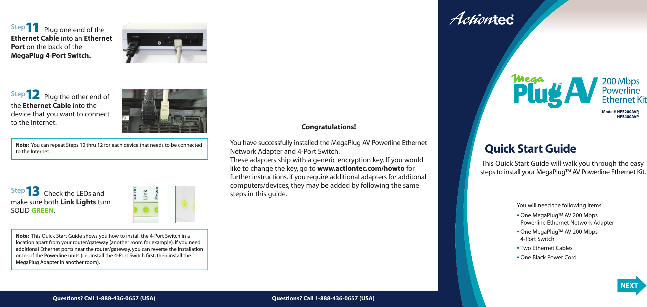 Actiontec Hpe400Avp Quick Start Guide MP 4PH&EA Kit QS2