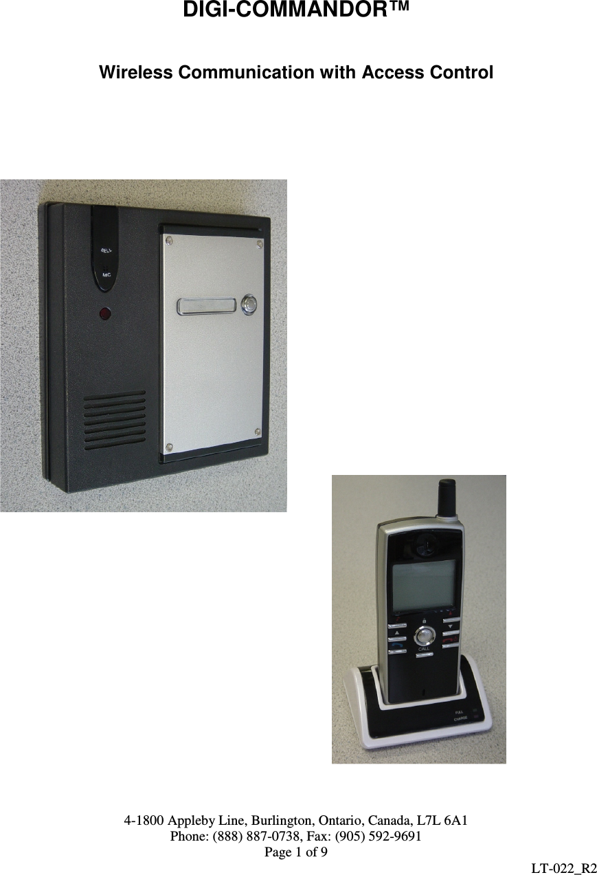 Active Secure WC1000 Digital Wireless Door Phone User Manual WC1000 ...