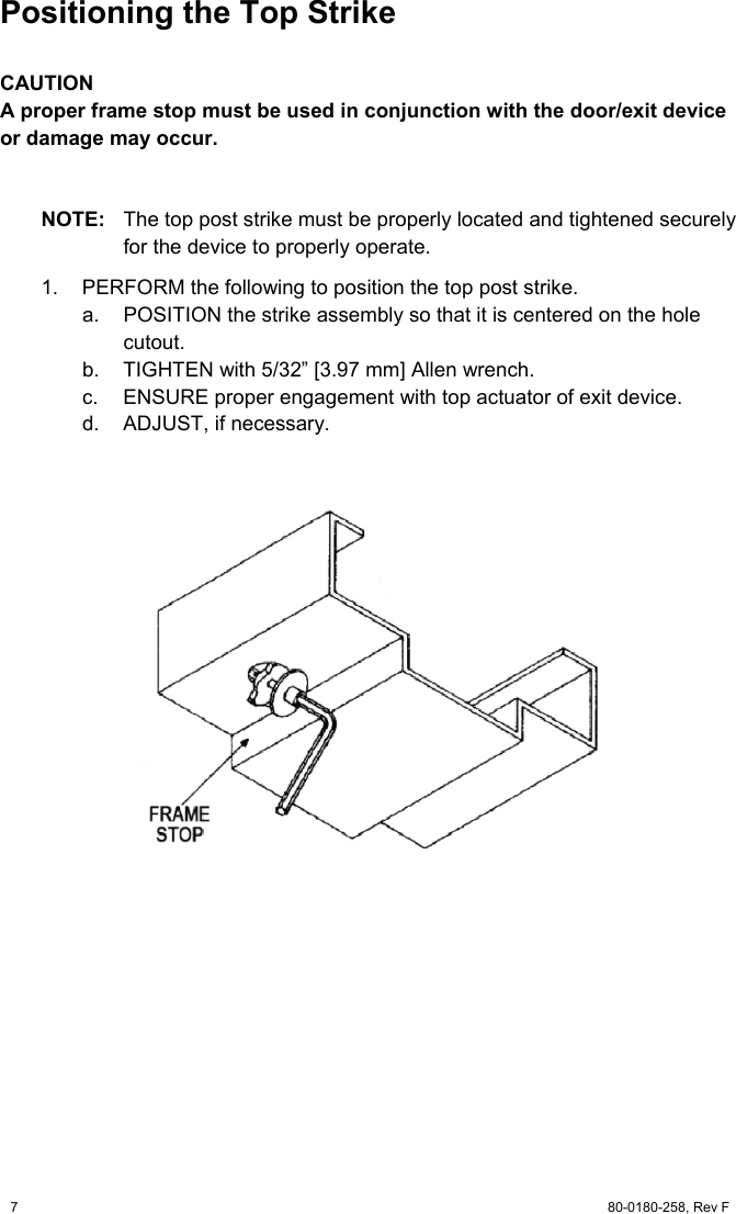 Adams Rite 80 0180 258_F 3600/8500/8600 CVR Exit Device Owner's Manual ...