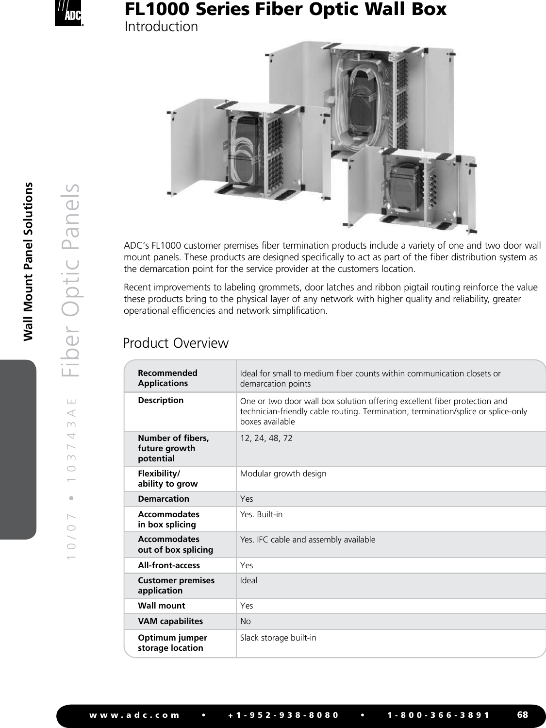 Adc Fl1000 Series Users Manual Fiber Optic Panels (FOP)