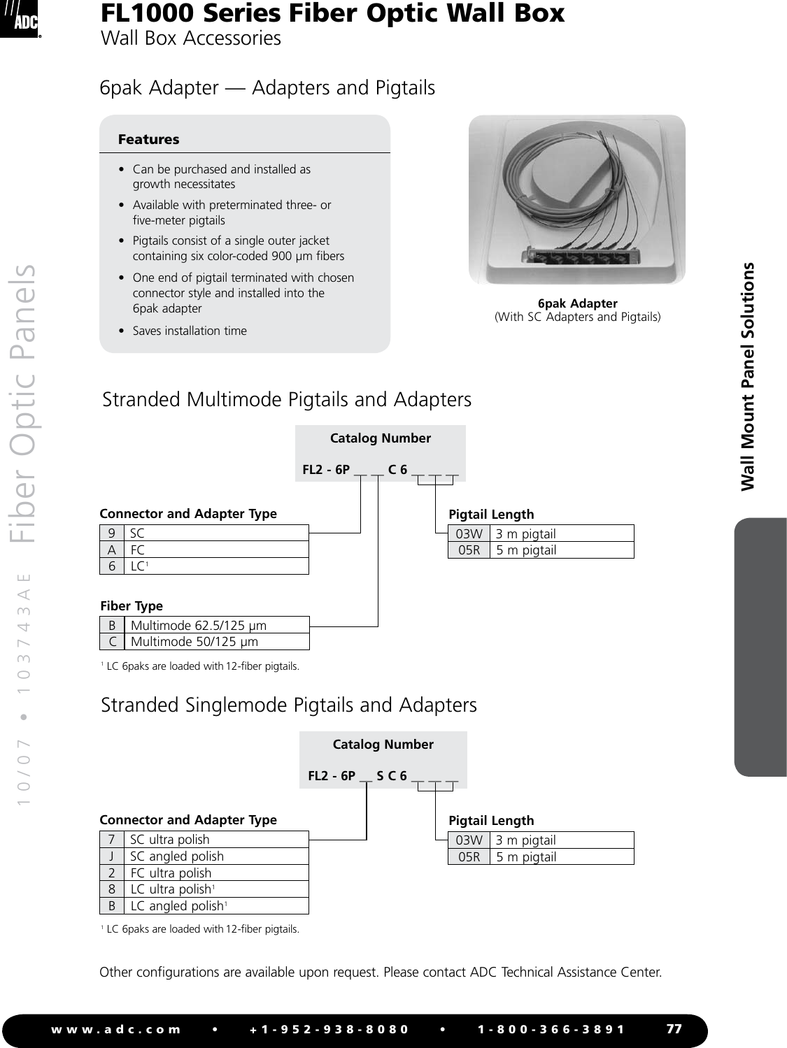 Adc Fl1000 Series Users Manual Fiber Optic Panels (FOP)