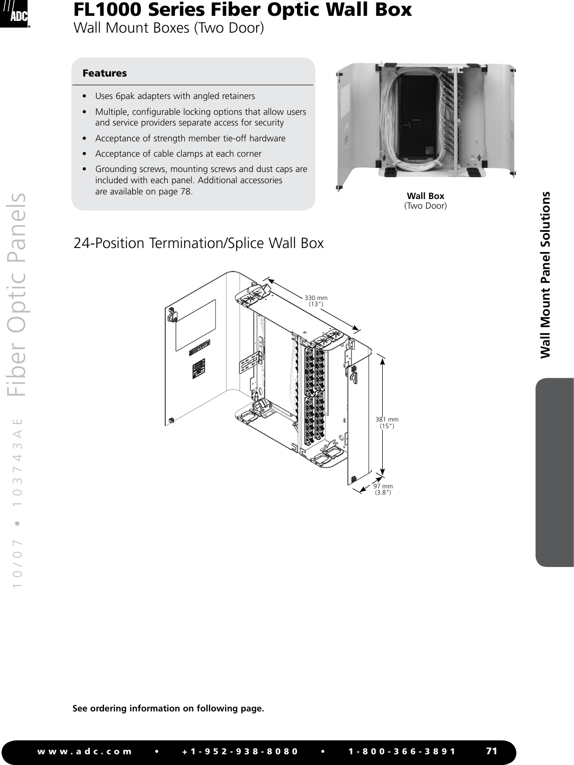 Adc Fl1000 Series Users Manual Fiber Optic Panels (FOP)