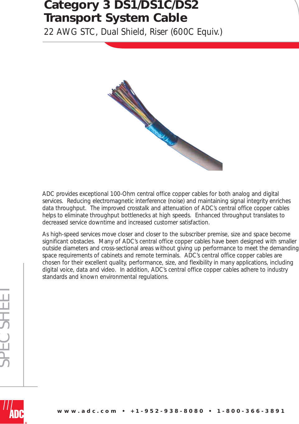 Adc Transport System Cable Ds2 Users Manual Category 3 DS1/DS1C/DS2 22 ...