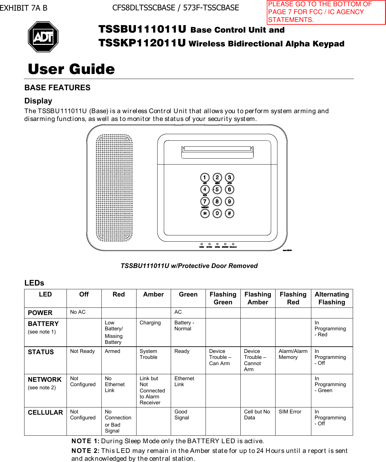 Ademco 8DLTSSCBASE Security Base Control Unit User Manual Rev B