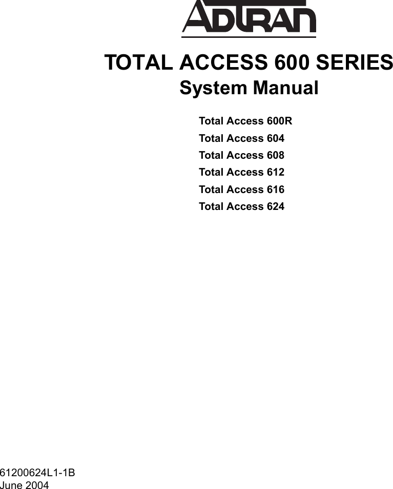 Adtran 606 Users Manual 61200624L1 1B