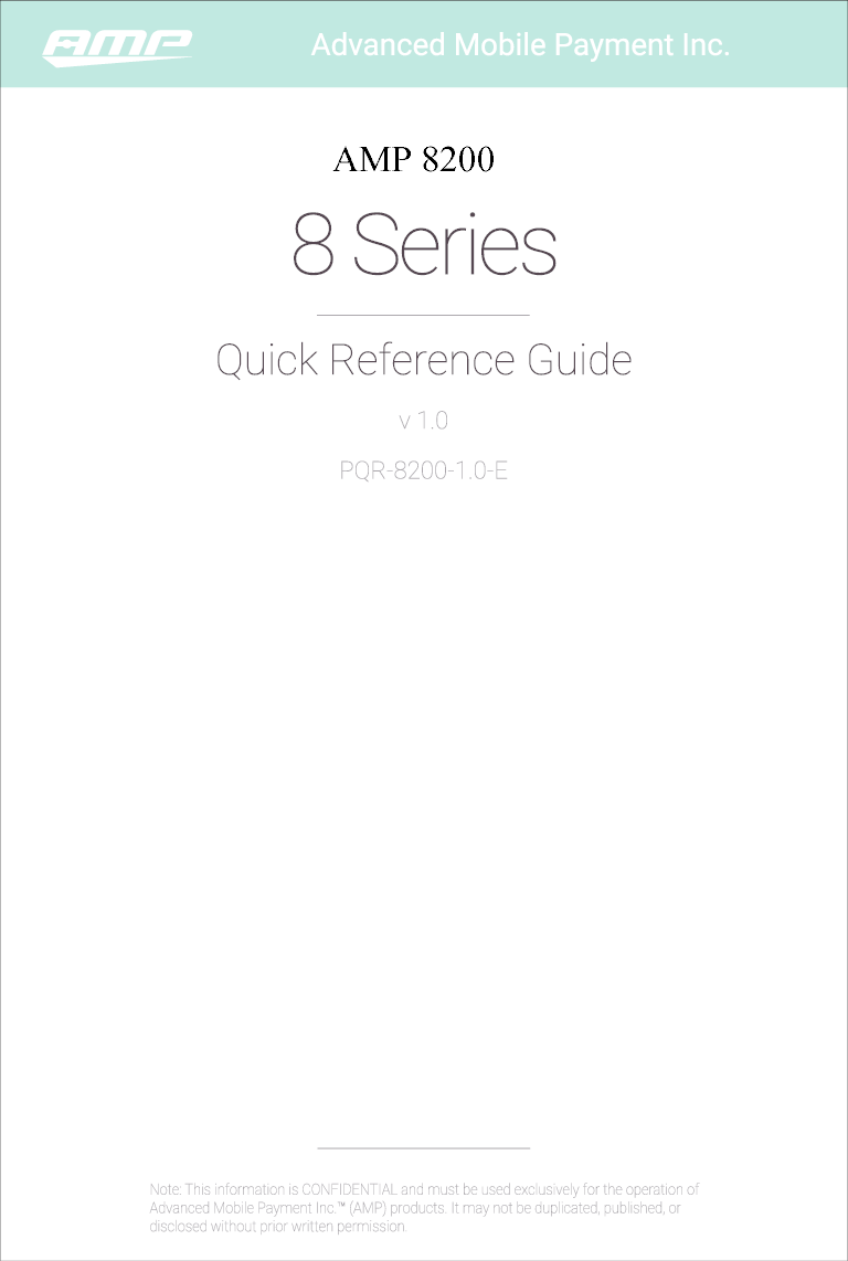 Advanced Mobile Payment AMP8200-1 Smart POS Terminal User Manual AMP ...