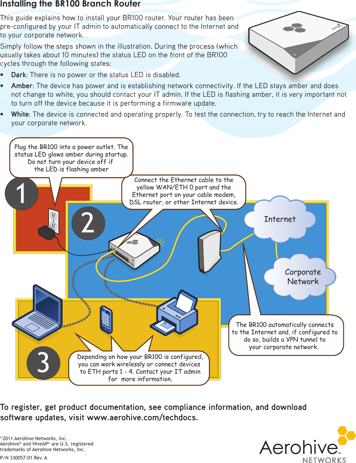 Aerohive Networks BR100 AP Router User Manual Installing the BR100 ...