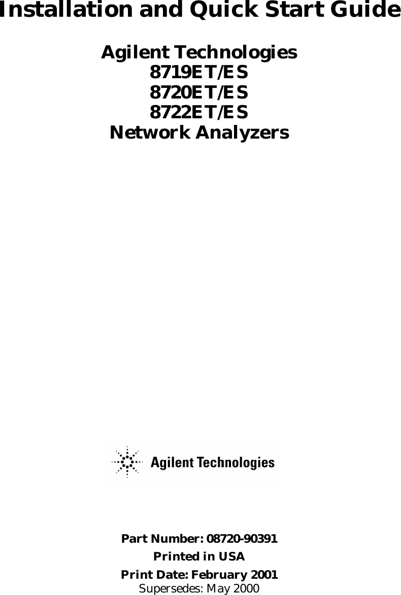 Agilent Technologies Network Card 8719Et Users Manual 8719ET/20ET/22ET ...