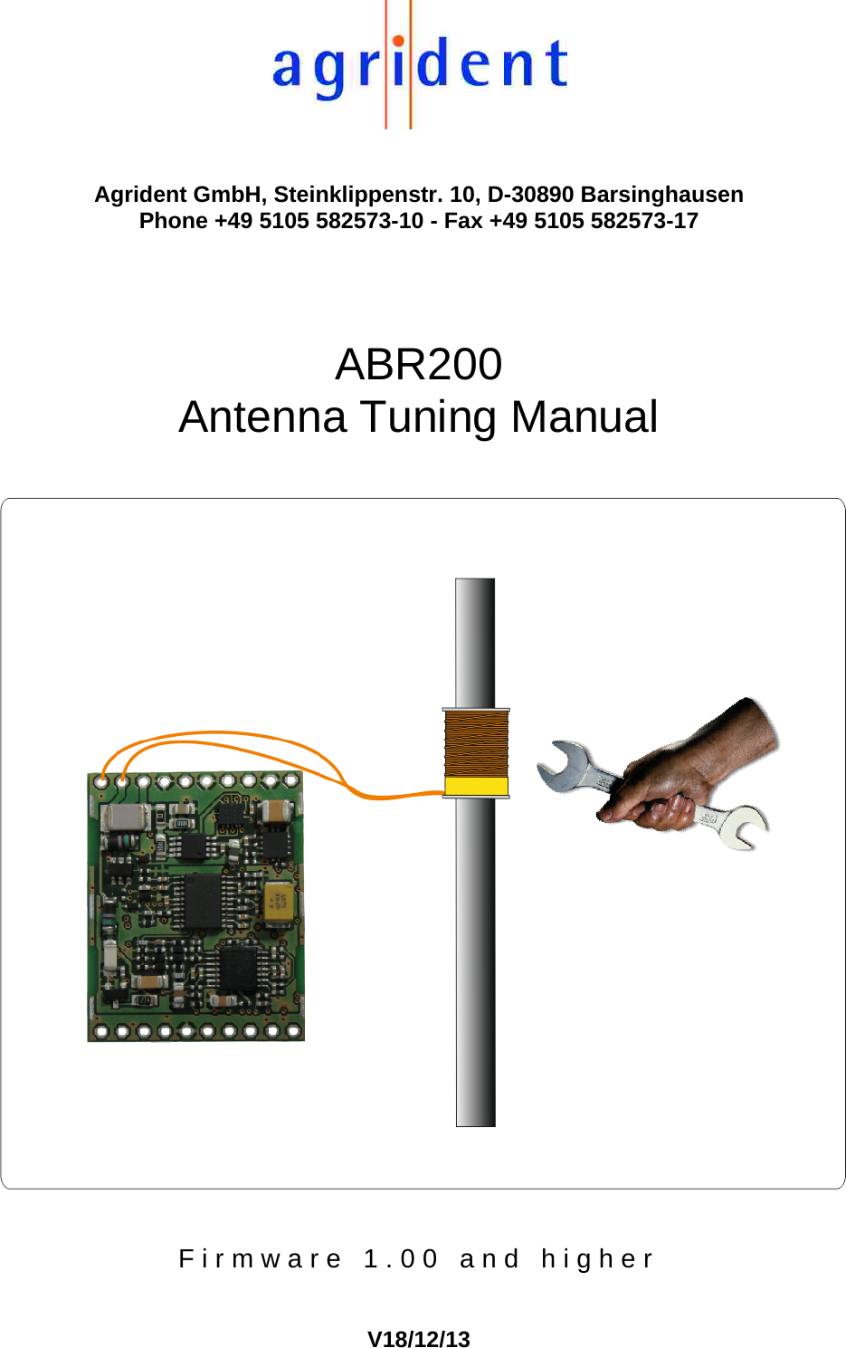 Agrident ABR200 ABR200 OEM RFID Reader Module (134.2kHz) User Manual