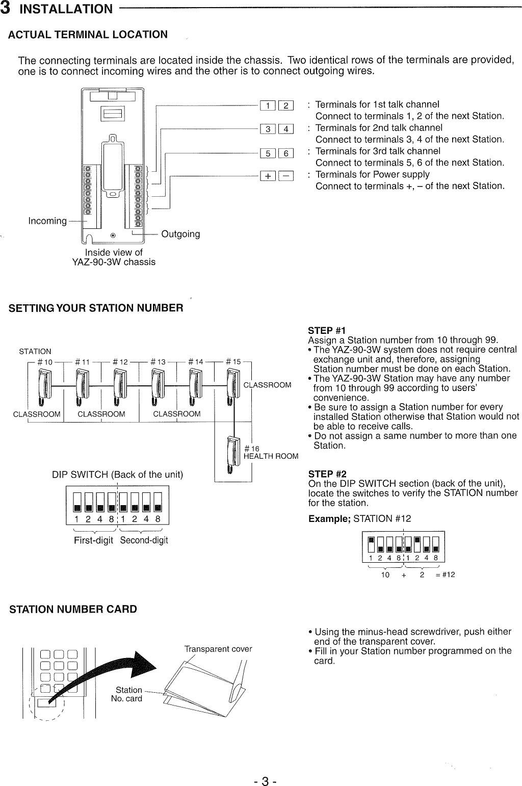 Aiphone Yaz 90 3W Users Manual