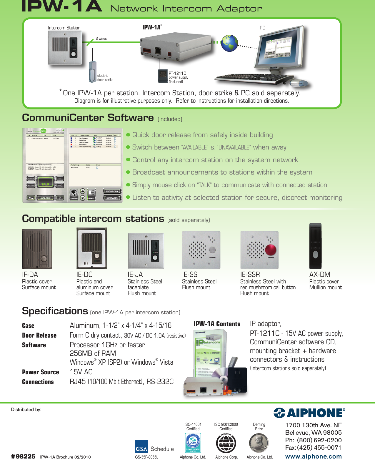 Aiphone IPW 1A Intercom Brochure 1ABrochure