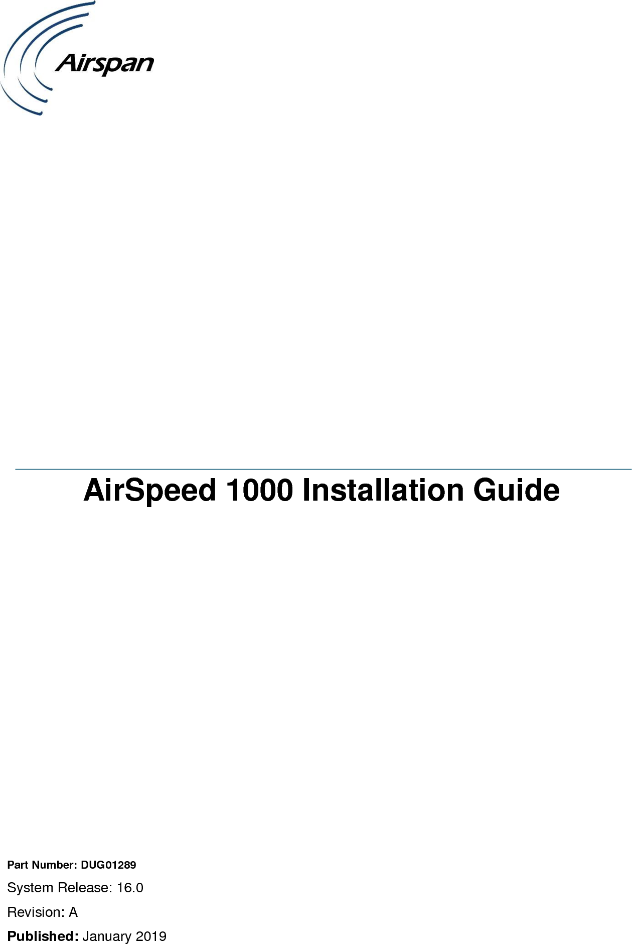 Airspan Networks AS1000 LTE Base Station Radio User Manual AirSpeed ...
