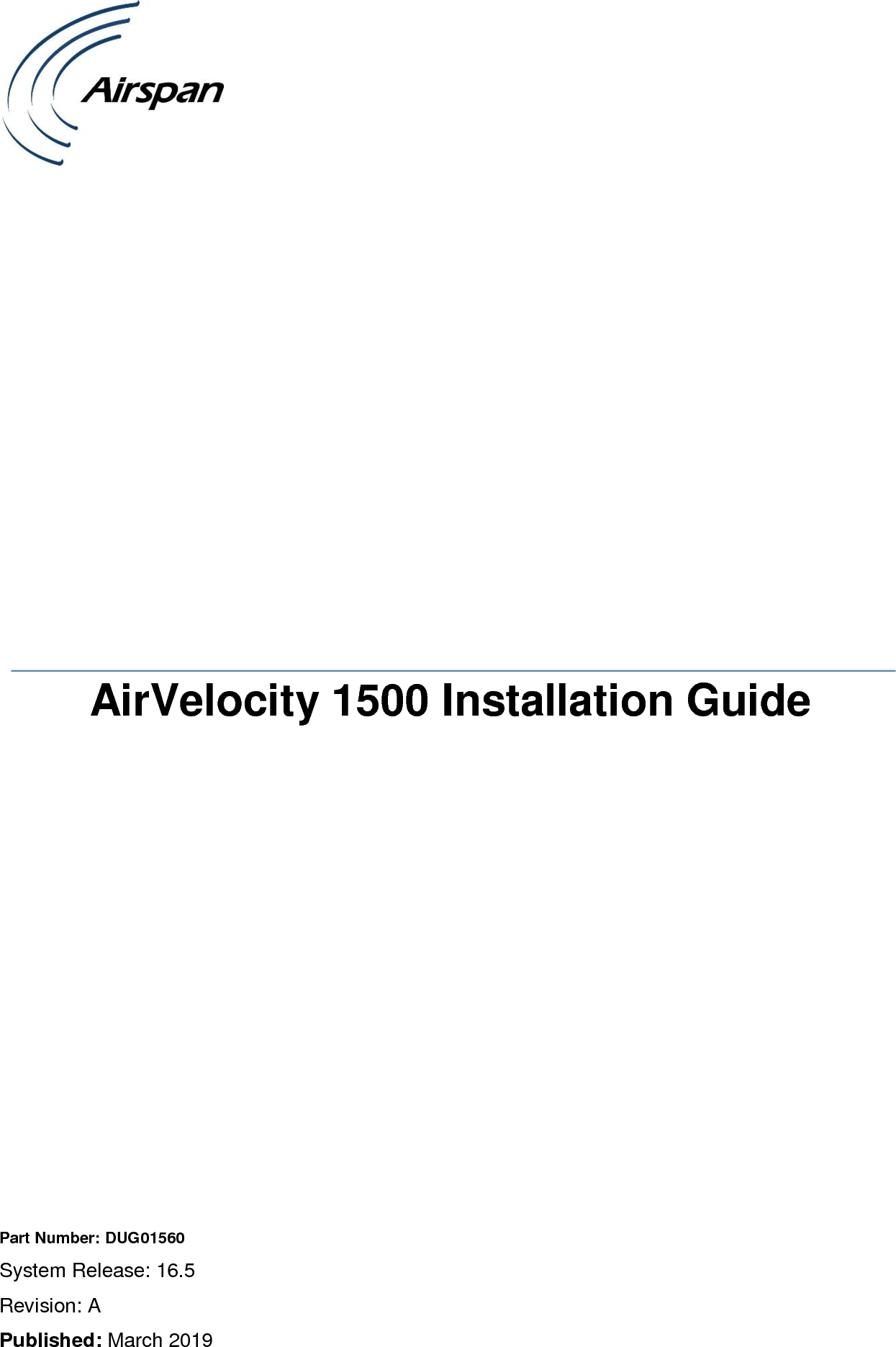 Airspan Networks AV1500 LTE Base Station Radio User Manual AirVelocity ...