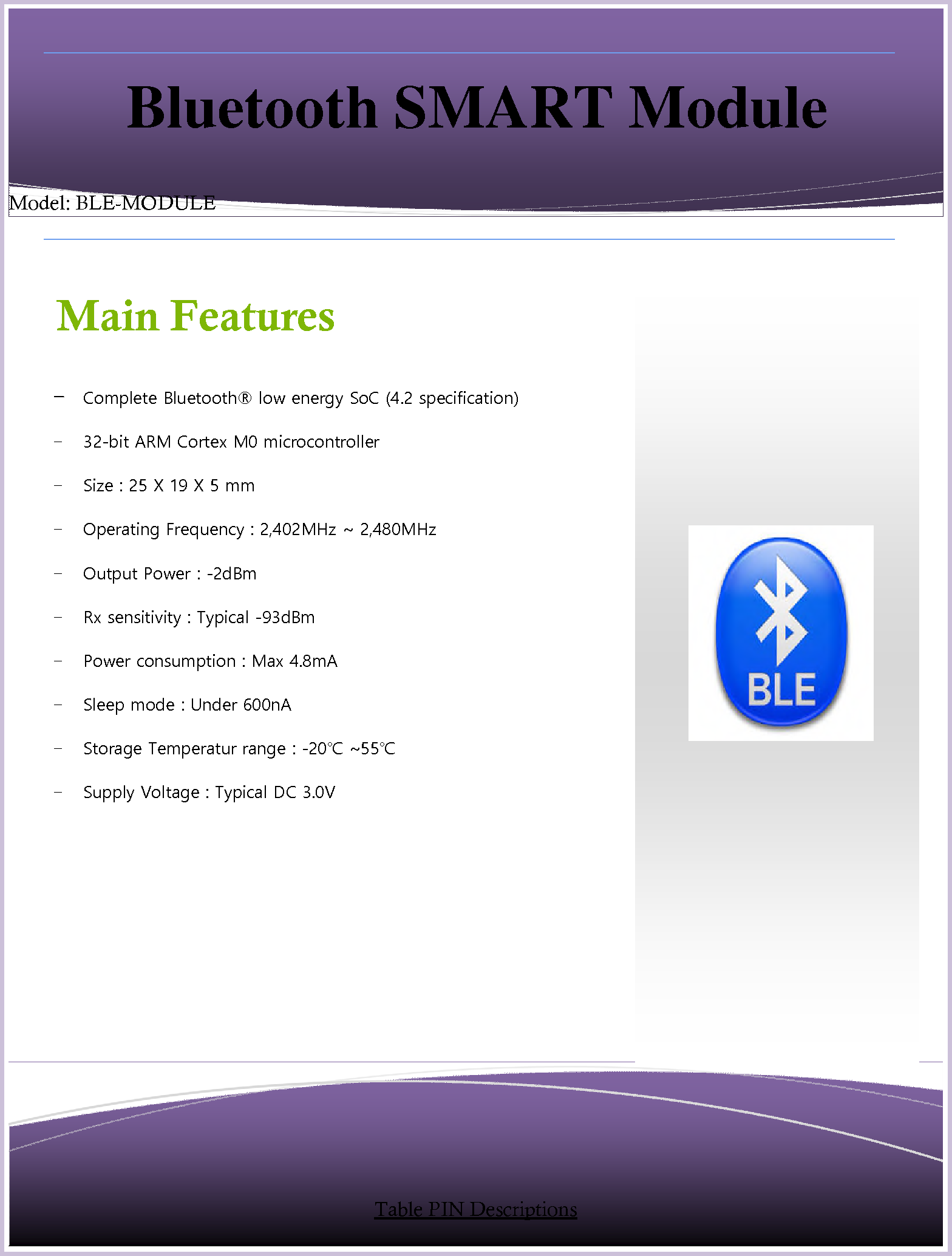 Aladdin BLE-MODULE Bluetooth Low Energy Module User Manual