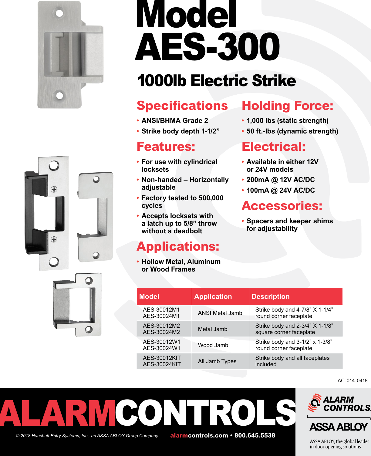 Alarm Controls AES 300 Sell Sheet AC WEB