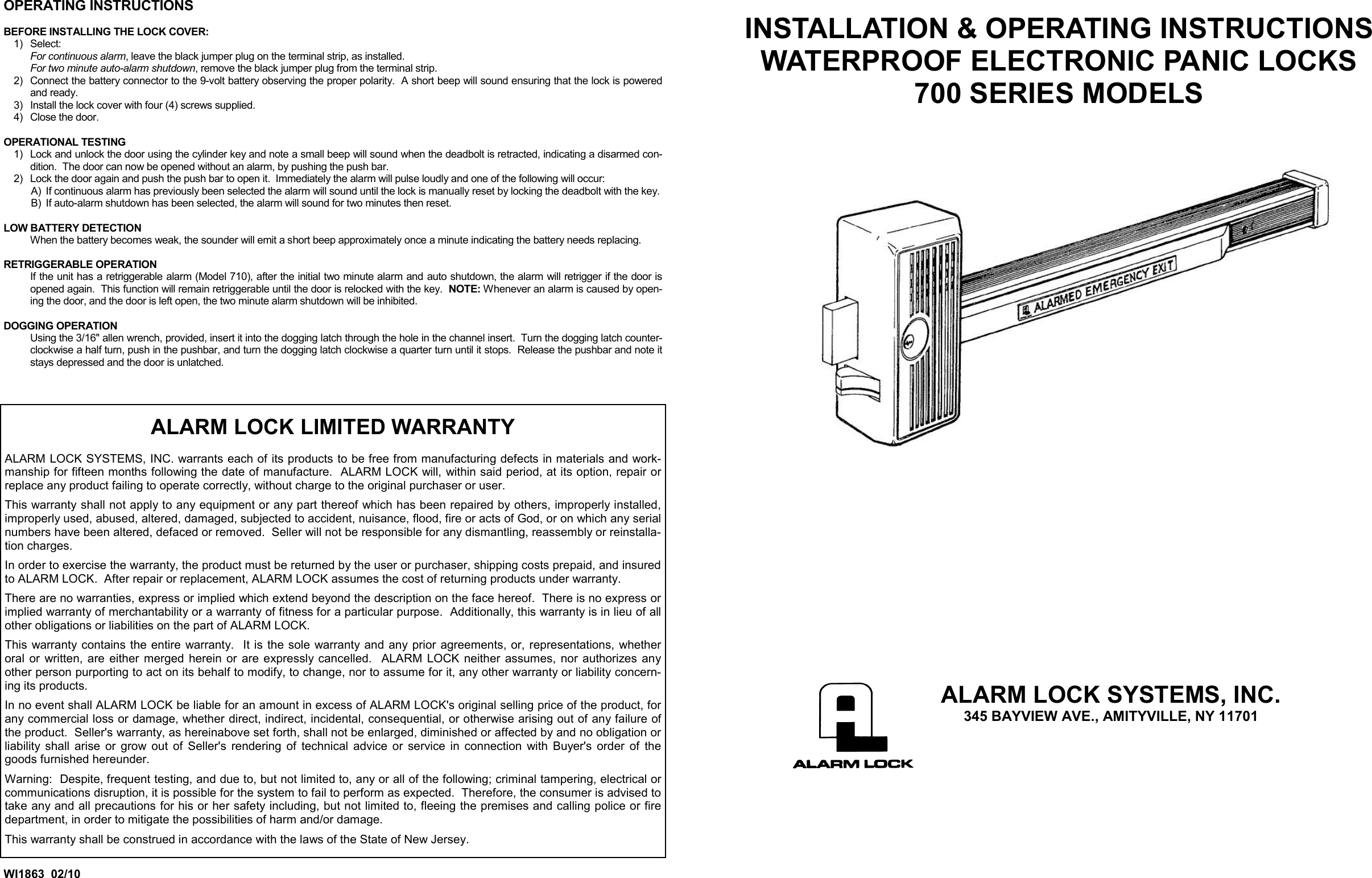 Alarm Lock 700WP 710WP_WI1863.01_INST RISO / 710WP (Waterproof ...
