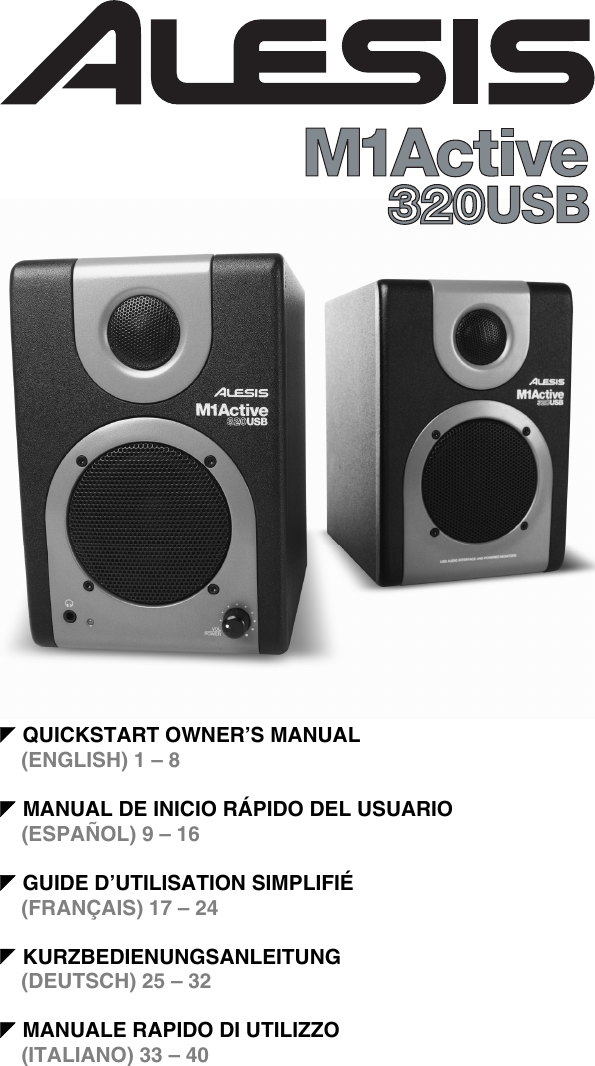 Alesis 320Usb Users Manual M1 Active 320 USB Quickstart Rev B