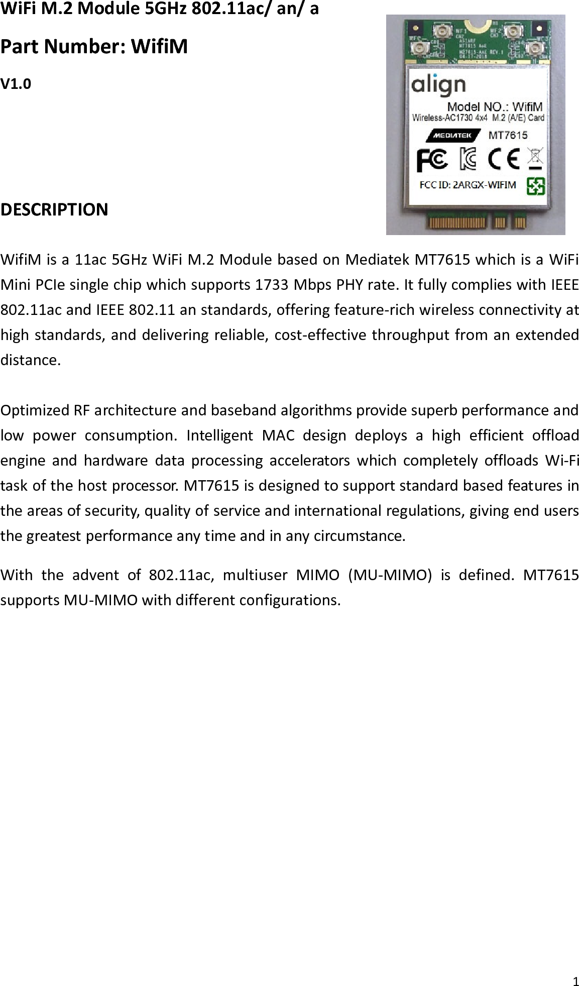 Align Technology WIFIM WiFi Module User Manual