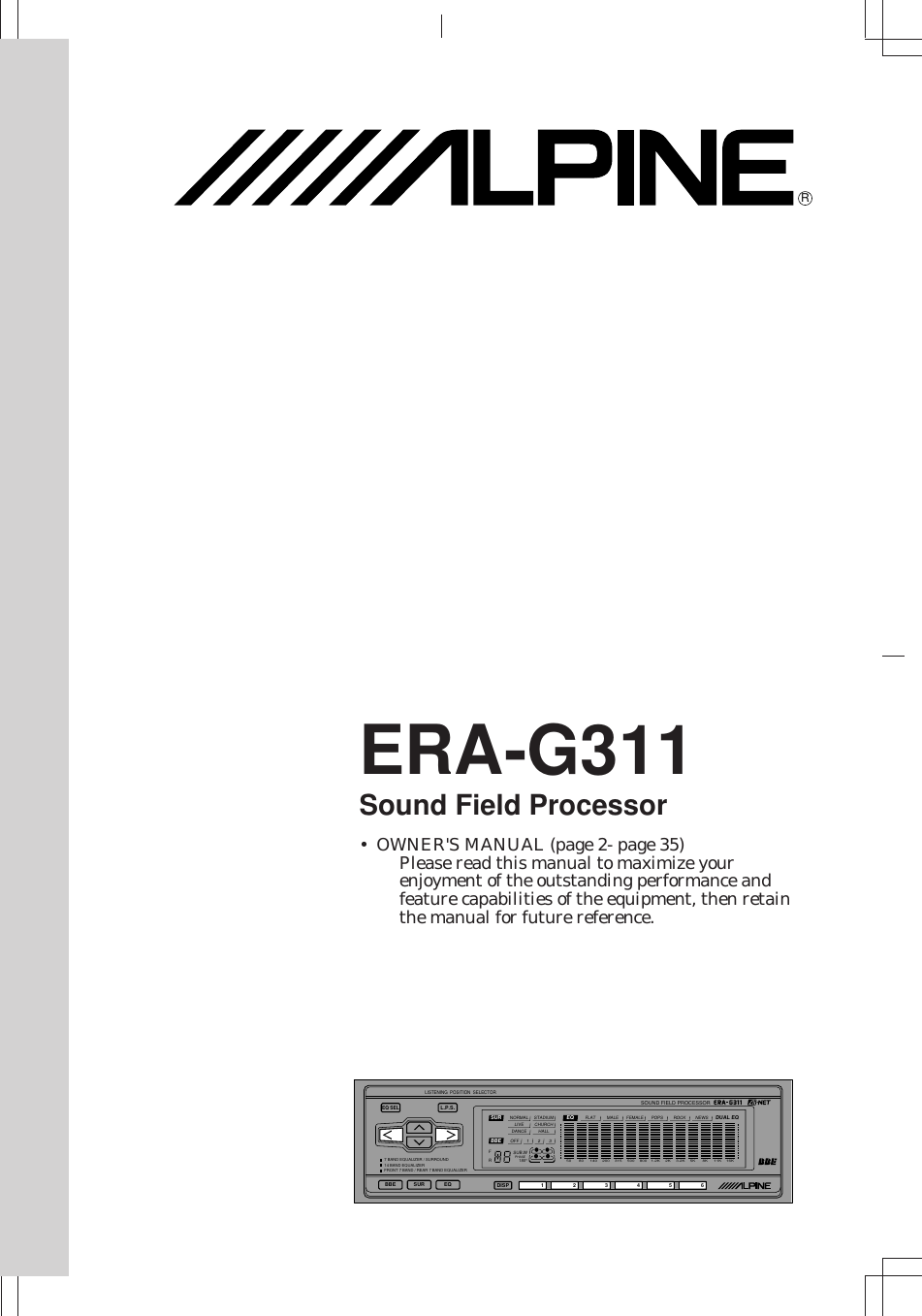 Alpine Era G311 Users Manual P01 cover