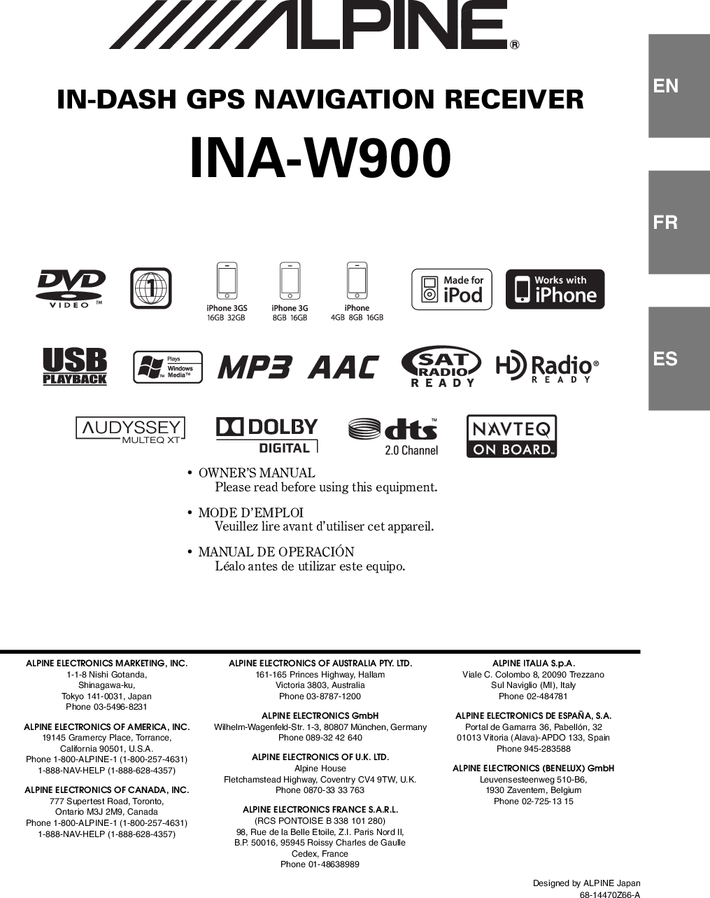 Alpine INA W900 User Manual To The 22b7170e 4865 4281 a6b1 4f122591e3c3
