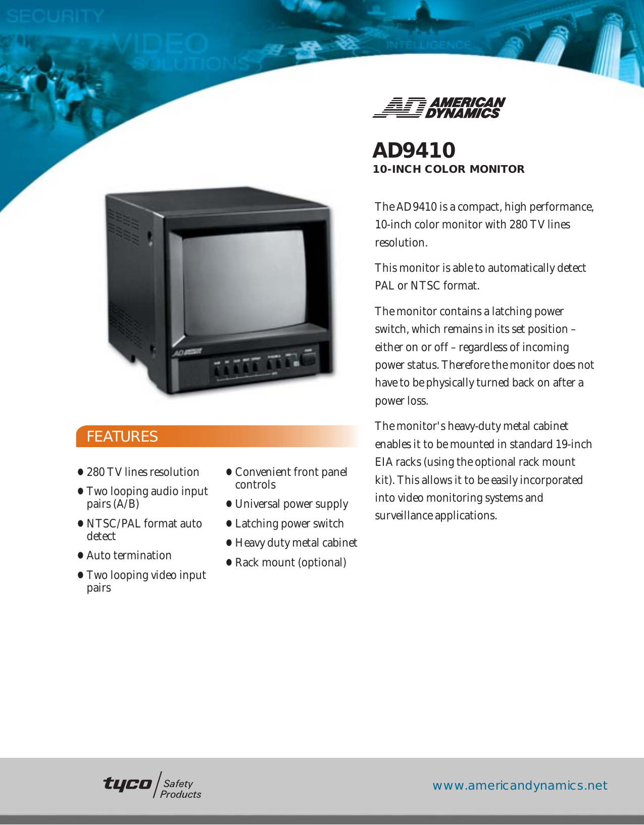 American Dynamics Tyco Ad9410 Users Manual AD9410_VS266_L