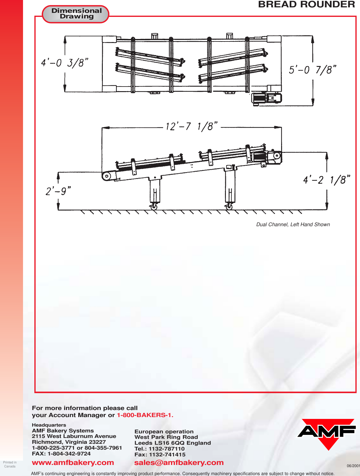 Amf Bread Bounder Users Manual Rounder X150