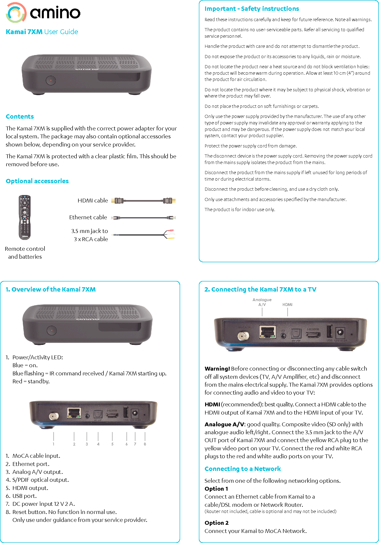 Amino Communications 500102MC20 IPTV STB/PVR User Manual